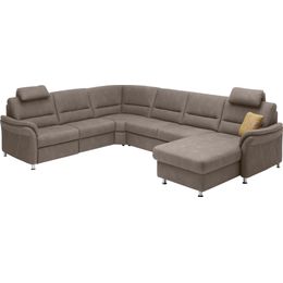 Wohnlandschaft DIE PLANBAR "ZE-EM16033 U-Form, Breite 330 cm", mammut nougat, B:330cm T:262cm, 100% Polyester, Sofas, Wohnlandschaft, wahlweise mit Kopfst&uuml;tzen und Bettfunktion