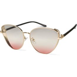 Sonnenbrille styleBREAKER "Cateye Sonnenbrille mit Glitzer Side Shield", Damen, orange (gestell gold, glas grau, apricot verlauf), Modisch, Sonnenbrillen Sonnenbrille