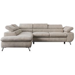 ECKSOFA PETER L Beige Struktur - Links Seite