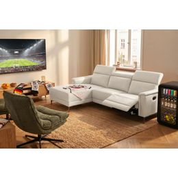 Ecksofa OTTO HOME "LUND, L-Form, 261cm, man. o. elektr. Relaxfunktion (mit USB-A)", beige (creme), B:261cm H:97cm T:179cm, Kunstleder 100% Polyurethan, Sofas, Ecksofa, und Kopfteilverstellung