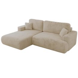 ECKSOFA OVO L Creme Pl&uuml;sch - Links Seite