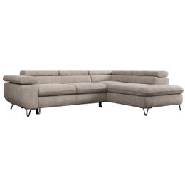 ECKSOFA PEDRO L Beige Struktur - Rechts Seite