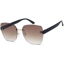 Sonnenbrille styleBREAKER "Rahmenlose Rechteckige Sonnenbrille", Damen, braun (gestell schwarz, glas braun verlauf), Modisch, Sonnenbrillen Sonnenbrille