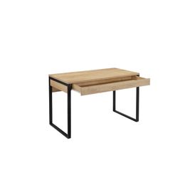 Schreibtisch OTTO HOME "Moid, Computertisch im modernen Design", schwarz (eiche natur, schwarz, schwarz, eiche natur), B:120cm H:77cm T:60cm, Tische, Schreibtisch, Breite 120/140/160 cm, mit Metallbeinen & Schublade
