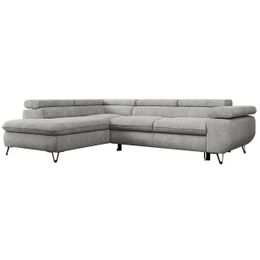 ECKSOFA PEDRO L Hellgrau Struktur - Links Seite
