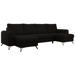 WOHNLANDSCHAFT AXEL U Boucle Schwarz