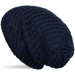 Strickm&uuml;tze styleBREAKER "Grobstrick Beanie M&uuml;tze", Damen, blau (midnight, blau, dunkelblau), Obermaterial: 10% Viskose CV. 80% Polyacryl PAN. 10% Wolle WO., Modisch, M&uuml;tzen Strickm&uuml;tze