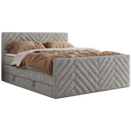 BOXSPRINGBETT PARIS KING DUO - 200/200 - Hellgrau Struktur - H4
