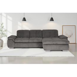 Ecksofa DIE PLANBAR "MP-IN16037 L-Form mit Federkern-Polsterung", cord anthrazit, B:289cm H:85cm T:195cm, 88% Polyester, 12% Polyamid, Sofas, Ecksofa, mit Sitztiefenverstellung & Zierkissen