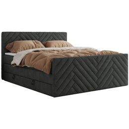 BOXSPRINGBETT PARIS KING DUO - 180/200 - Dunkelgrau Struktur - H4