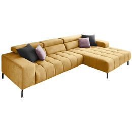 Ecksofa DIE PLANBAR "MP-IN18022 L-Form", gelb (curry), B:321cm H:74cm T:190cm, 100% Polyester, Sofas, Ecksofa, mit Kopfteilverstellung & Zierkissen, optional Sitztiefenverstellung