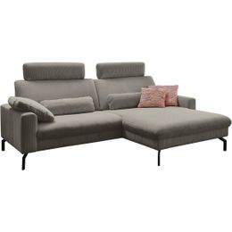 Ecksofa DIE PLANBAR "ZE-EM20028 L-Form, Breite 248 cm", grau (feincord grau), B:248cm T:179cm, 95% Polyester;5% Nylon, Sofas, Ecksofa, wahlweise mit Kopfst&uuml;tzen und Sitztiefenverstellung