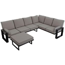 GARTENM&Ouml;BEL-SET ELBA: 1x Tisch, 1x Ecksofa, 1x Hocker - Grau