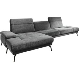 Ecksofa DIE PLANBAR "MP-IN20126 L-Form mit Federkern-Polsterung", grau (anthrazit), B:328cm H:82cm T:190cm, 100% Polyester, Sofas, Ecksofa, mit Kopfteilverstellung, optional Sitztiefen- & Armteilverstellung
