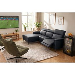 Ecksofa OTTO HOME "LUND, L-Form, 261cm, man. o. elektr. Relaxfunktion (mit USB-A)", schwarz, B:261cm H:97cm T:179cm, Kunstleder 100% Polyurethan, Sofas, Ecksofa, und Kopfteilverstellung