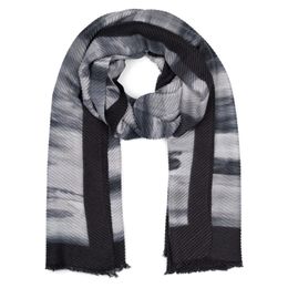 Schal styleBREAKER "Plissierter Schal mit Pinselstrich Muster", Damen, schwarz (schwarz, grau), Obermaterial: 100% Polyester PES., Modisch, Modet&uuml;cher Schal