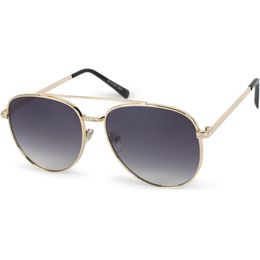 Pilotenbrille styleBREAKER "Piloten Sonnenbrille mit Strass", Damen, grau (gestell gold, glas grau verlauf), Modisch, Sonnenbrillen