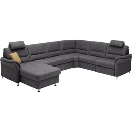 Wohnlandschaft DIE PLANBAR "ZE-EM16033 U-Form, Breite 330 cm", mammut grau, B:330cm T:262cm, 100% Polyester, Sofas, Wohnlandschaft, wahlweise mit Kopfst&uuml;tzen und Bettfunktion
