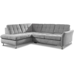 Ecksofa DIE PLANBAR "MP-IN20016 L-Form mit Federkern-Polsterung", silber, B:242cm H:87cm T:116cm, 100% Polyester, Sofas, Ecksofa, wahlweise mit Kopfst&uuml;tzen und Bettfunktion, mit Federkern-Polsterung