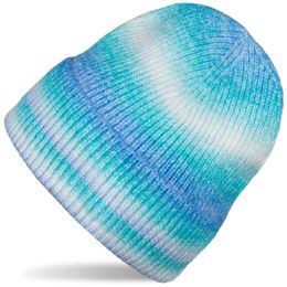 Strickm&uuml;tze styleBREAKER "Strickm&uuml;tze Ombr&eacute;", Damen, blau (t&uuml;rkis, blau, wei&szlig;), Obermaterial: 80% Polyacryl PAN. 20% Wolle WO., Modisch, M&uuml;tzen Strickm&uuml;tze