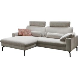 Ecksofa DIE PLANBAR "ZE-EM20028 L-Form, Breite 248 cm", beige (feincord silber), B:248cm T:179cm, 95% Polyester;5% Nylon, Sofas, Ecksofa, wahlweise mit Kopfst&uuml;tzen und Sitztiefenverstellung
