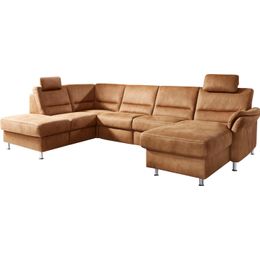 Wohnlandschaft DIE PLANBAR "ZE-EM16033 U-Form, Breite 316 cm", deluxe zimt, B:316cm T:203cm, 100% Polyester, Sofas, Wohnlandschaft, wahlweise mit Kopfst&uuml;tzen und echt bezogenem R&uuml;cken