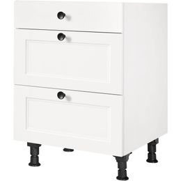 Unterschrank Nobilia "Cascada", vormontiert, mit h&ouml;henverstellbaren Sockelf&uuml;&szlig;en, in den", wei&szlig; (front: lacklaminat wei&szlig;, korpus: wei&szlig;), B:60cm H:87cm T:58,3cm, Schr&auml;nke, Unterschrank, Breiten 30, 45, 60 und 90 cm, mit Schubkasten und Ausz&uuml;gen