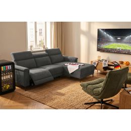 Ecksofa OTTO HOME "LUND Cord, L-Form, 261 cm, man. o. elektr. Relaxfunktion (mit USB-A)", grau (anthrazit), B:261cm H:97cm T:179cm, 100% Polyester, Sofas, Ecksofa, USB-C bei elektrischer Variante und Kopfteilverstellung