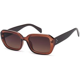 Sonnenbrille styleBREAKER "Retro Sonnenbrille Breiter Rahmen Rechteckig", Damen, braun (gestell braun, mocca, glas braun get&ouml;nt), Elegant, Sonnenbrillen Sonnenbrille