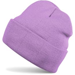 Strickm&uuml;tze styleBREAKER "Winter Strickm&uuml;tze mit Krempe", Damen, lila (flieder), Obermaterial: 100% Polyacryl PAN., Modisch, M&uuml;tzen Strickm&uuml;tze