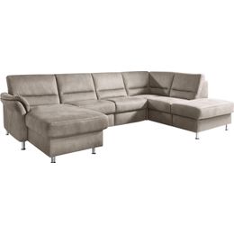 Wohnlandschaft DIE PLANBAR "ZE-EM16033 U-Form, Breite 316 cm", deluxe alu, B:316cm T:203cm, 100% Polyester, Sofas, Wohnlandschaft, wahlweise mit Kopfst&uuml;tzen und echt bezogenem R&uuml;cken
