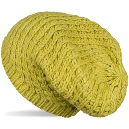 Strickm&uuml;tze styleBREAKER "Grobstrick Beanie M&uuml;tze", Damen, gr&uuml;n (limettengr&uuml;n), Obermaterial: 10% Viskose CV. 80% Polyacryl PAN. 10% Wolle WO., Modisch, M&uuml;tzen Strickm&uuml;tze