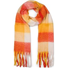 XXL-Schal styleBREAKER "Karo Web Strickschal bunt", Damen, rot (rot, wei&szlig;, curry), Obermaterial: 100% Viskose CV., Modisch, Modet&uuml;cher