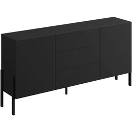 Sideboard OTTO HOME "Jukon, Breite 150 bzw.180 cm, moderne grifflose Kommode", schwarz, B:180cm H:90cm T:40cm, Sideboards, Sideboard, Schubladenschrank 2 T&uuml;ren/3 Schubk&auml;sten, push-to-open-Funktion