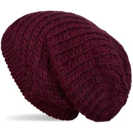 Strickm&uuml;tze styleBREAKER "Grobstrick Beanie M&uuml;tze", Damen, rot (bordeaux, rot), Obermaterial: 10% Viskose CV. 80% Polyacryl PAN. 10% Wolle WO., Modisch, M&uuml;tzen Strickm&uuml;tze