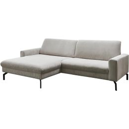 Ecksofa DIE PLANBAR "ZE-EM20028 L-Form, Breite 248 cm", grau (feincord silber), B:248cm T:179cm, 95% Polyester;5% Nylon, Sofas, Ecksofa, wahlweise mit Kopfst&uuml;tzen und Sitztiefenverstellung
