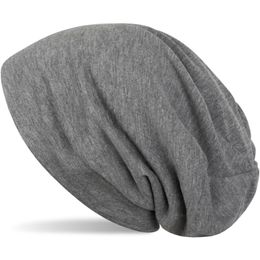 Beanie styleBREAKER "Beanie mit All Over Glitzer", Herren, grau (grau meliert), Obermaterial: 100% Viskose CV., Modisch, M&uuml;tzen Beanie