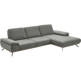 Ecksofa DIE PLANBAR "ZE-EM18063, Breite 322 cm", grau (cyber grau), B:322cm H:89cm T:187cm, 100% Recyceltes Polyester, Sofas, Ecksofa, wahlweise mit Sitztiefen- und Armteilverstellung