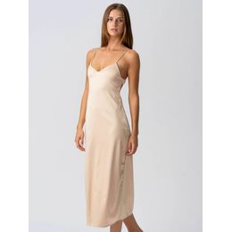 Jerseykleid TEESHOPPEN "TEESHOPPEN Dress Elina", Damen, Gr. Lx34, beige, Obermaterial: 100% Polyester, Kleider Jerseykleid