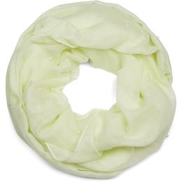 Loop styleBREAKER "Loop Schal mit Perlen Applikation", Damen, gr&uuml;n (apfelgr&uuml;n), Obermaterial: 50% Viskose CV. 50% Baumwolle CO., Modisch, Modet&uuml;cher Loop