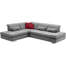 Ecksofa DIE PLANBAR "MP-IN17004 L-Form, Breite 323 cm, wahlweise weitere Funktionen", silber, B:323cm H:84cm T:124cm, 100% Polyester, Sofas, Ecksofa, Federkern-Polsterung, inkl. Sitztiefenverstellung