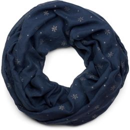 Loop styleBREAKER "Loop mit glitzerndem Schneeflocken Print", Damen, blau (dunkelblau), Obermaterial: 50% Viskose CV. 50% Baumwolle CO., Modisch, Modet&uuml;cher Loop