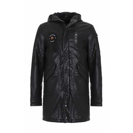 Cipo & Baxx Langmantel CIPO & BAXX "Mantel", Herren, Gr. M, schwarz, 100% Polyester, unifarben, Basic, regular fit lang, M&auml;ntel, in Regular-Fit, CM-148