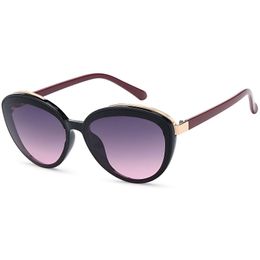 Sonnenbrille styleBREAKER "Ovale Sonnenbrille - filigraner Kunststoff Rahmen", Damen, bunt (gestell schwarz, bordeaux, glas grau, violett verlauf), Modisch, Sonnenbrillen Sonnenbrille