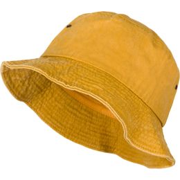 Fischerhut styleBREAKER "Fischerhut in Washed Optik", Damen, gelb (senf), Obermaterial: 100% Baumwolle CO., Modisch, H&uuml;te