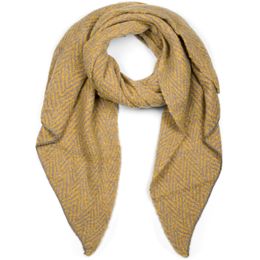 XXL-Schal styleBREAKER "Asymmetrischer Zacken Muster Web Schal", Damen, gelb (curry, grau), Obermaterial: 80% Viskose CV. 20% Wolle WO., Modisch, Modet&uuml;cher