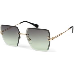 Sonnenbrille styleBREAKER "Rahmenlose Rechteckige Sonnenbrille mit Diamant Schliff", Damen, gr&uuml;n (gestell gold, glas gr&uuml;n verlauf), Modisch, Sonnenbrillen Sonnenbrille