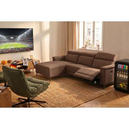 Ecksofa OTTO HOME "LUND, L-Form, 261cm, man. o. elektr. Relaxfunktion (mit USB-A)", mocca, B:261cm H:97cm T:179cm, Sofas, Ecksofa