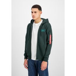 Hoodie Alpha Industries "Backprint Zip Hoodie", Herren, Gr. S, schwarz petrol, Obermaterial: 80% Baumwolle, 20% Polyester, regular fit, Sweatshirts Hoodie