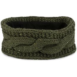 Stirnband styleBREAKER "Grobstrick Stirnband mit Pailletten", Damen, gr&uuml;n (oliv), Obermaterial: 100% Viskose CV., Modisch, M&uuml;tzen Stirnband